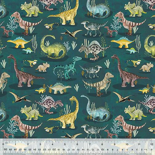 Age of Dinos - A Moment in Time - Teal – Bits 'n Pieces Quilt Shop