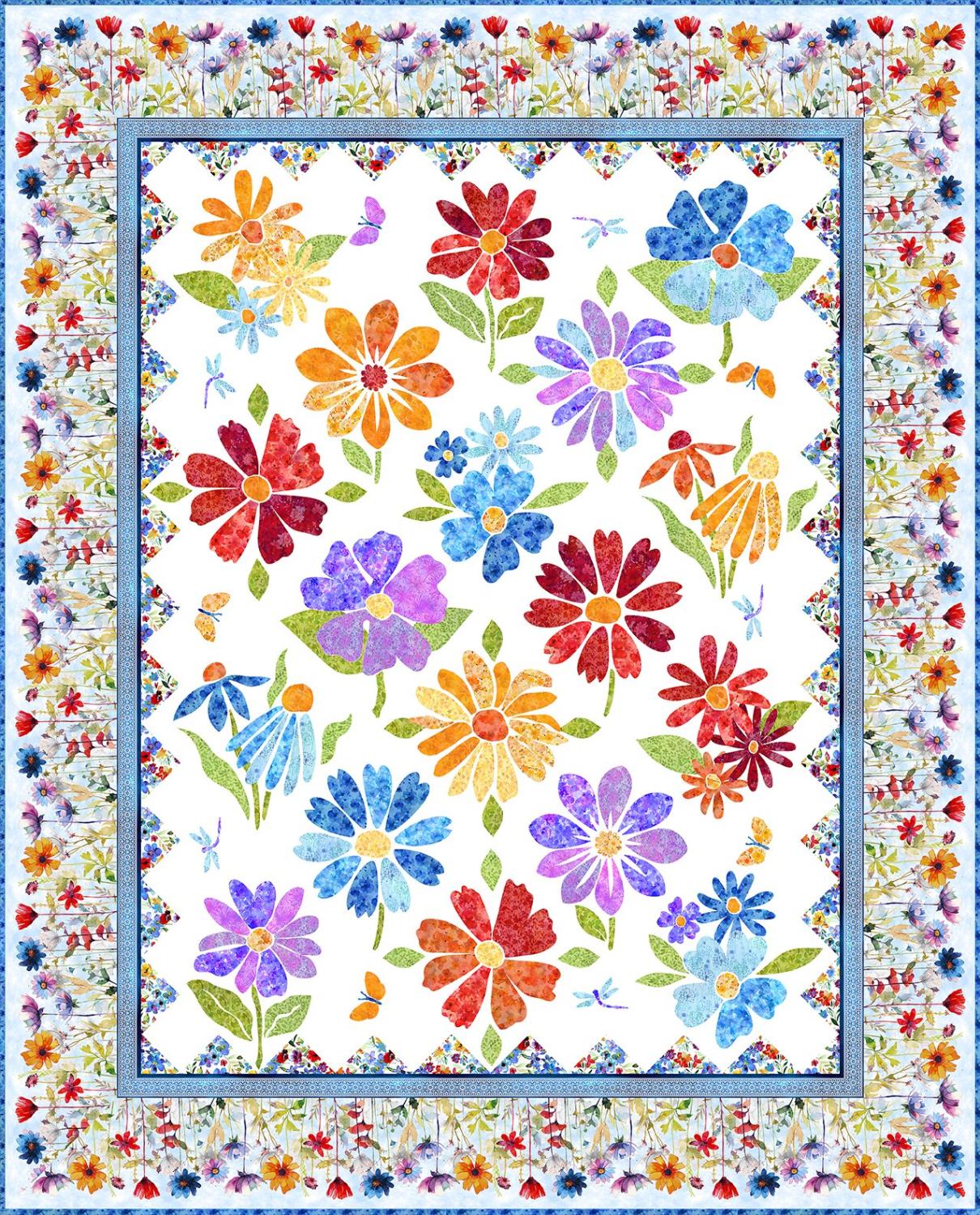 Blooming Day & Night Applique Quilt - Blue Version – Bits 'n Pieces ...