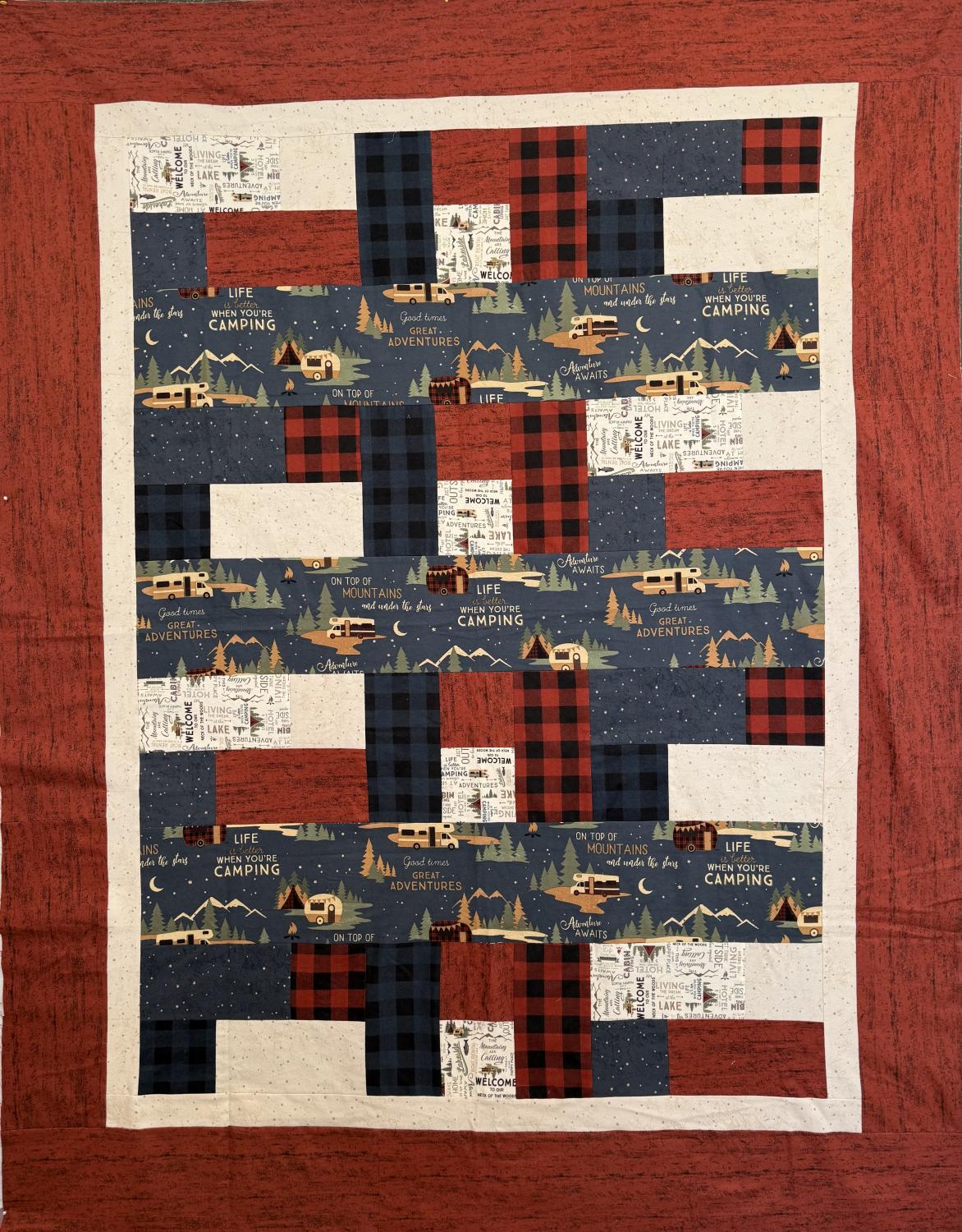 Living the Dream Flannel Quilt Kit - Red Colorway – Bits 'n Pieces ...
