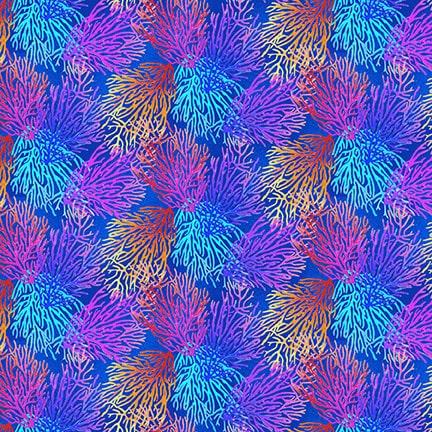 Coral Reef Coral - Royal Blue – Bits 'n Pieces Quilt Shop
