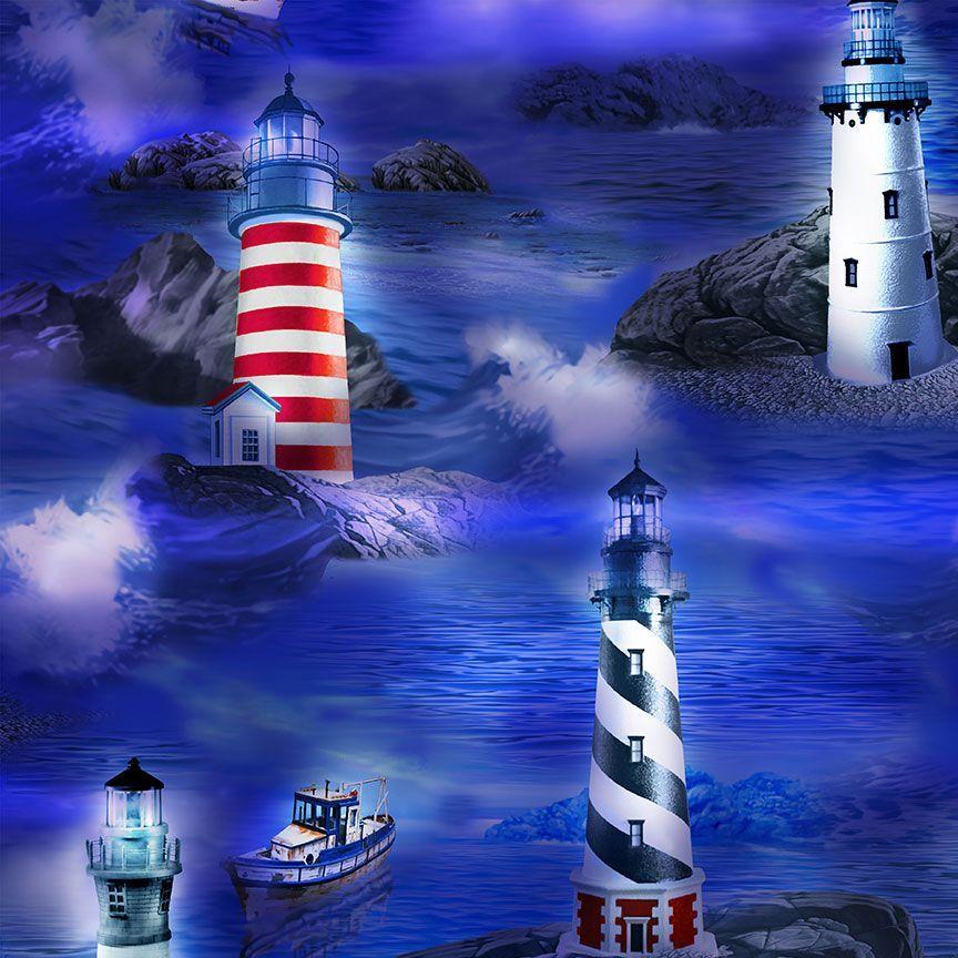 Light the Way Lighthouses - Blue – Bits 'n Pieces Quilt Shop