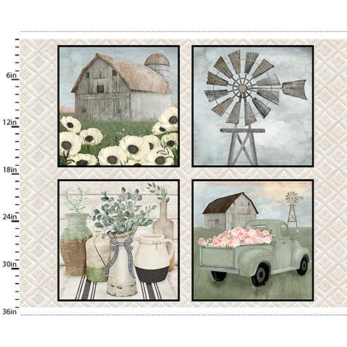 White Cottage 36" Countryside Panel - Multi – Bits 'n Pieces Quilt Shop
